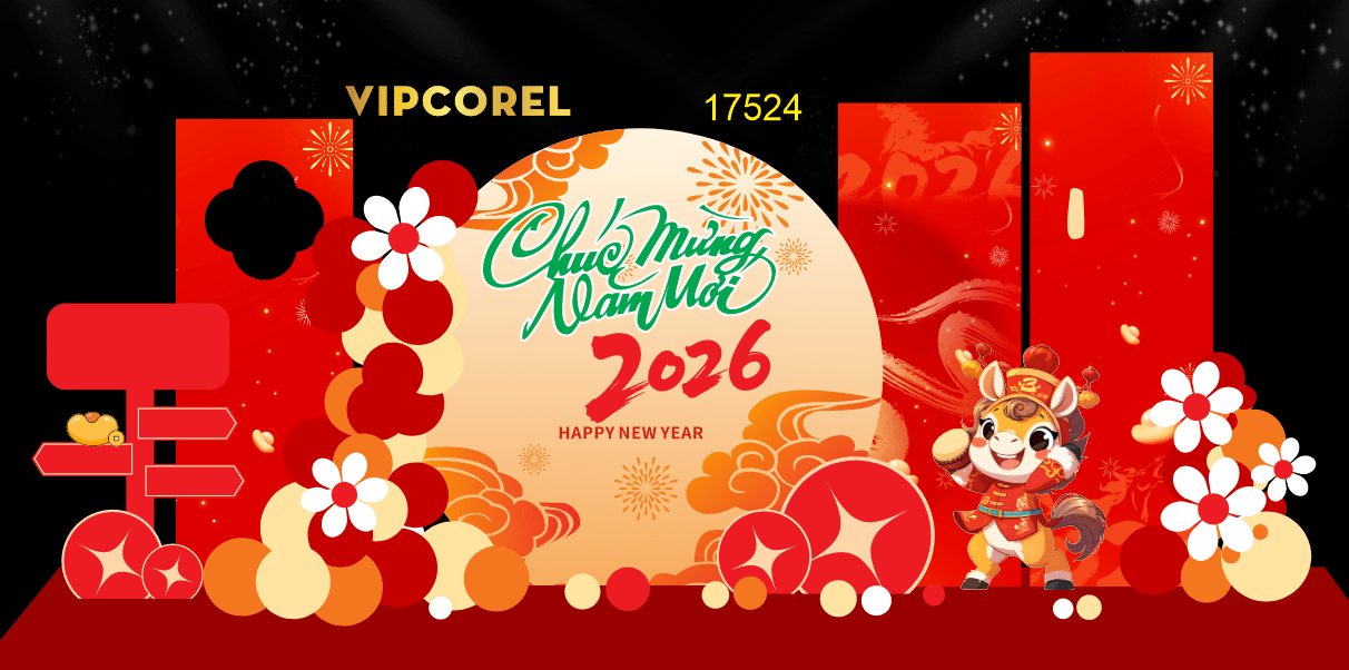 Backdrop Happy New Year 2026 file corel #265 | VIPcorel.com - Thư viện ...