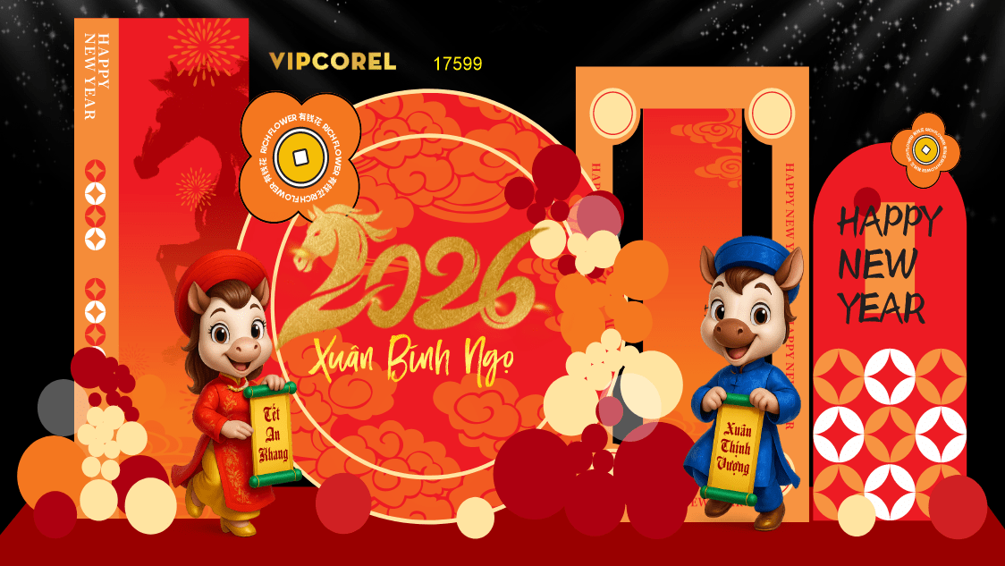 Backdrop Happy New Year 2026 file corel #289 | VIPcorel.com - Thư viện ...